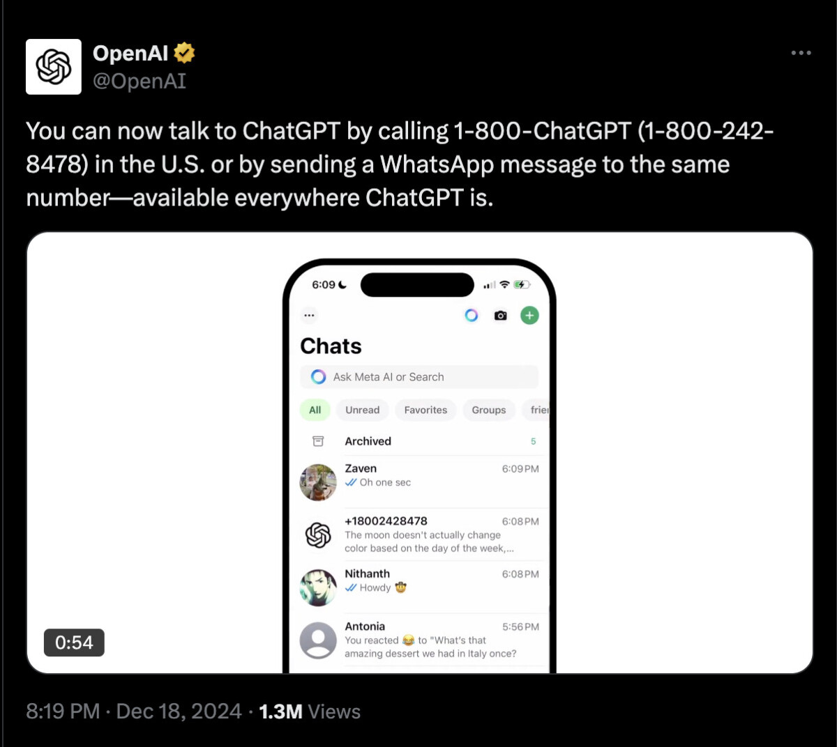 OpenAI Brings ChatGPT to Landlines and WhatsApp