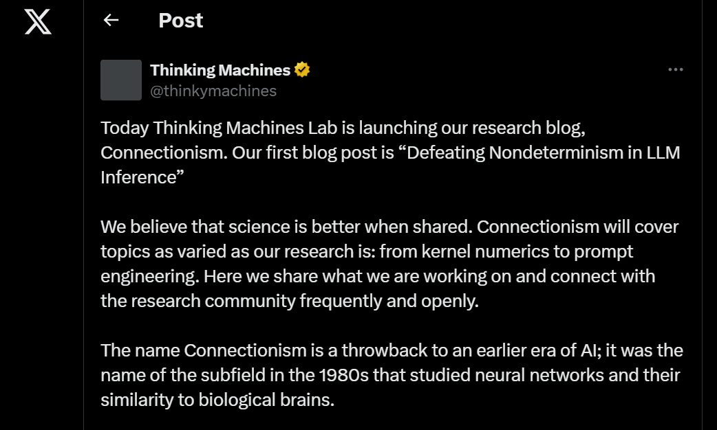 Thinking Machines Lab is Up to Something New